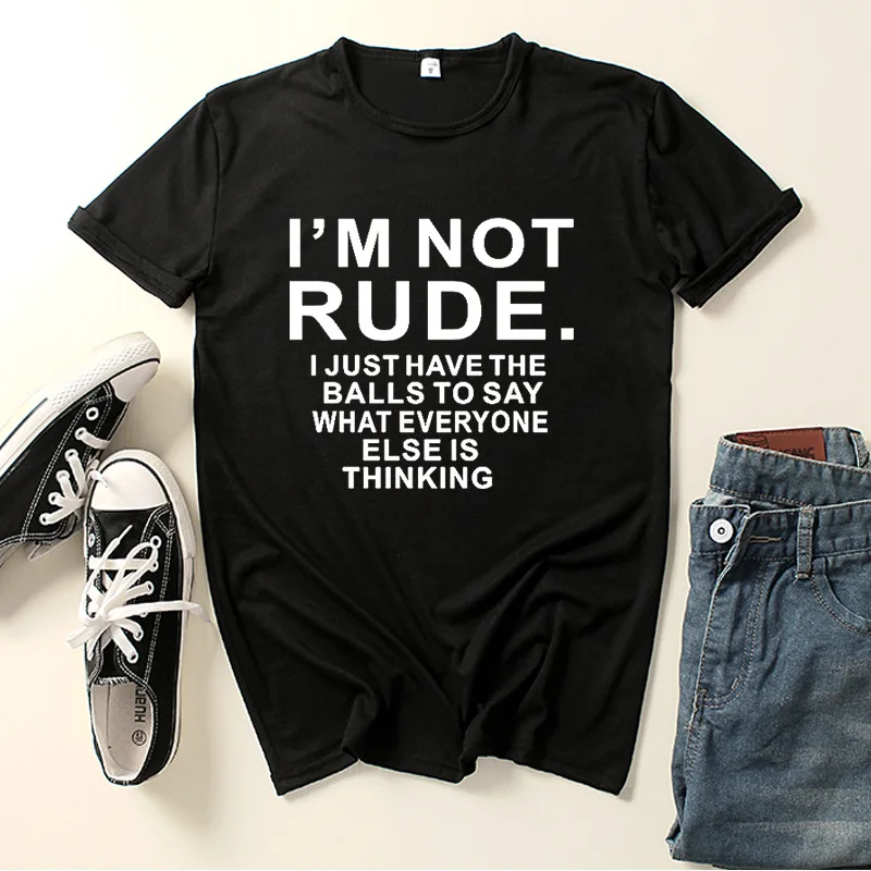 I'm Not Rude Letter Print Women T Shirt Short Sleeve O Neck Loose Women ...