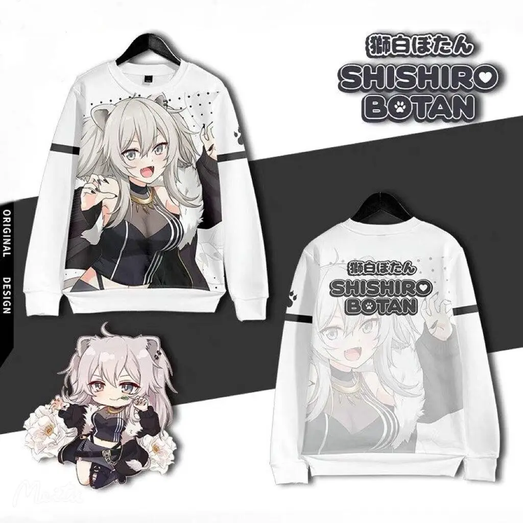 VTuber Shishiro Botan 3D Printing T-shirt Fashion Round Neck Long ...