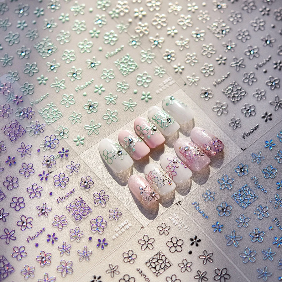 Hollow-Flower-Gold-Silver-Sparkle-Rhinestone-Bronzing-Laser-Pink-Relief ...