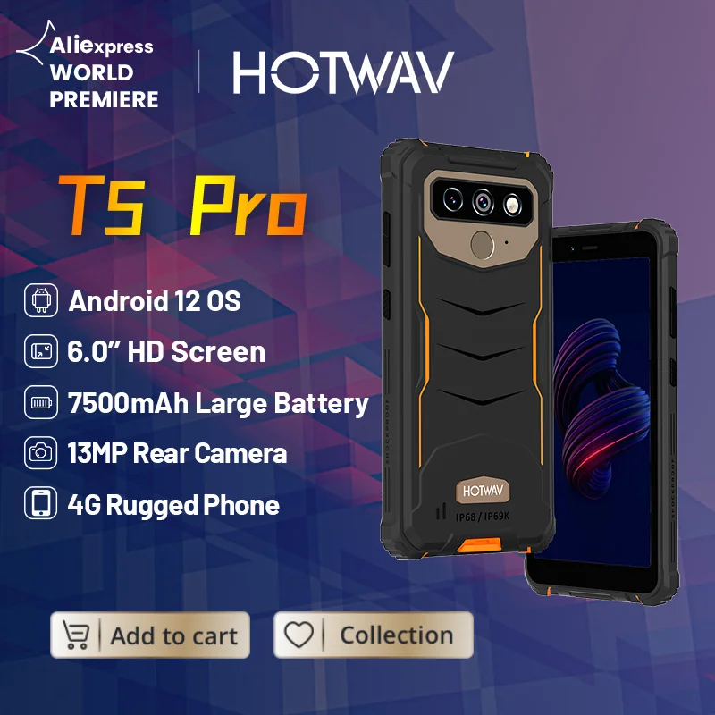 Hotwav teléfono inteligente T5 Pro 4G resistente, Android 12 OS, MTK6761, pantalla de 6,0 ...