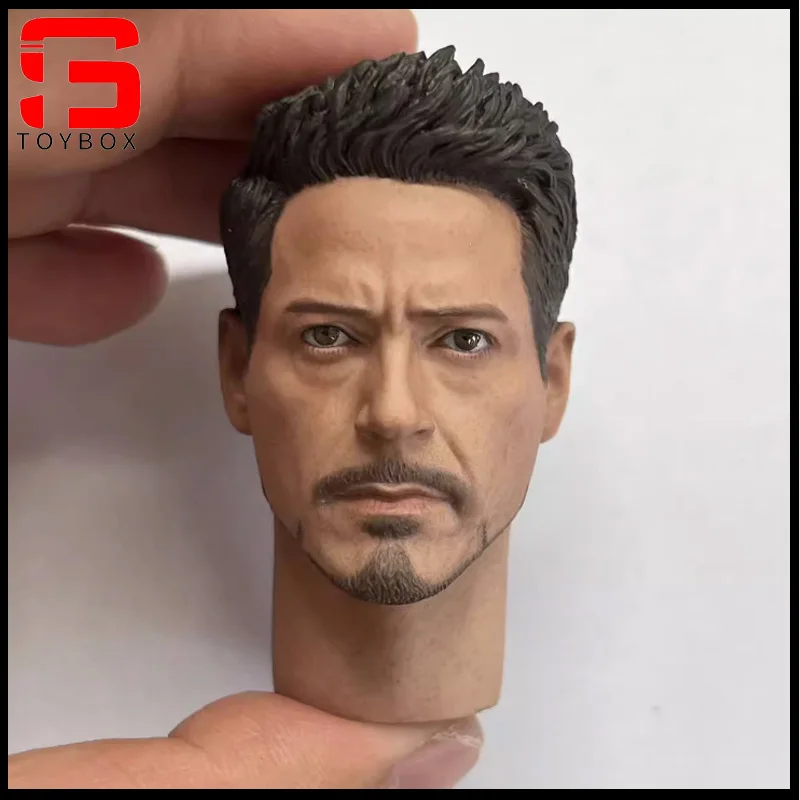 1/6 Tony Stark Head Sculpt Hair Transplant Head Carving Model MK50 Fit 12'' Male Soldier Action ...
