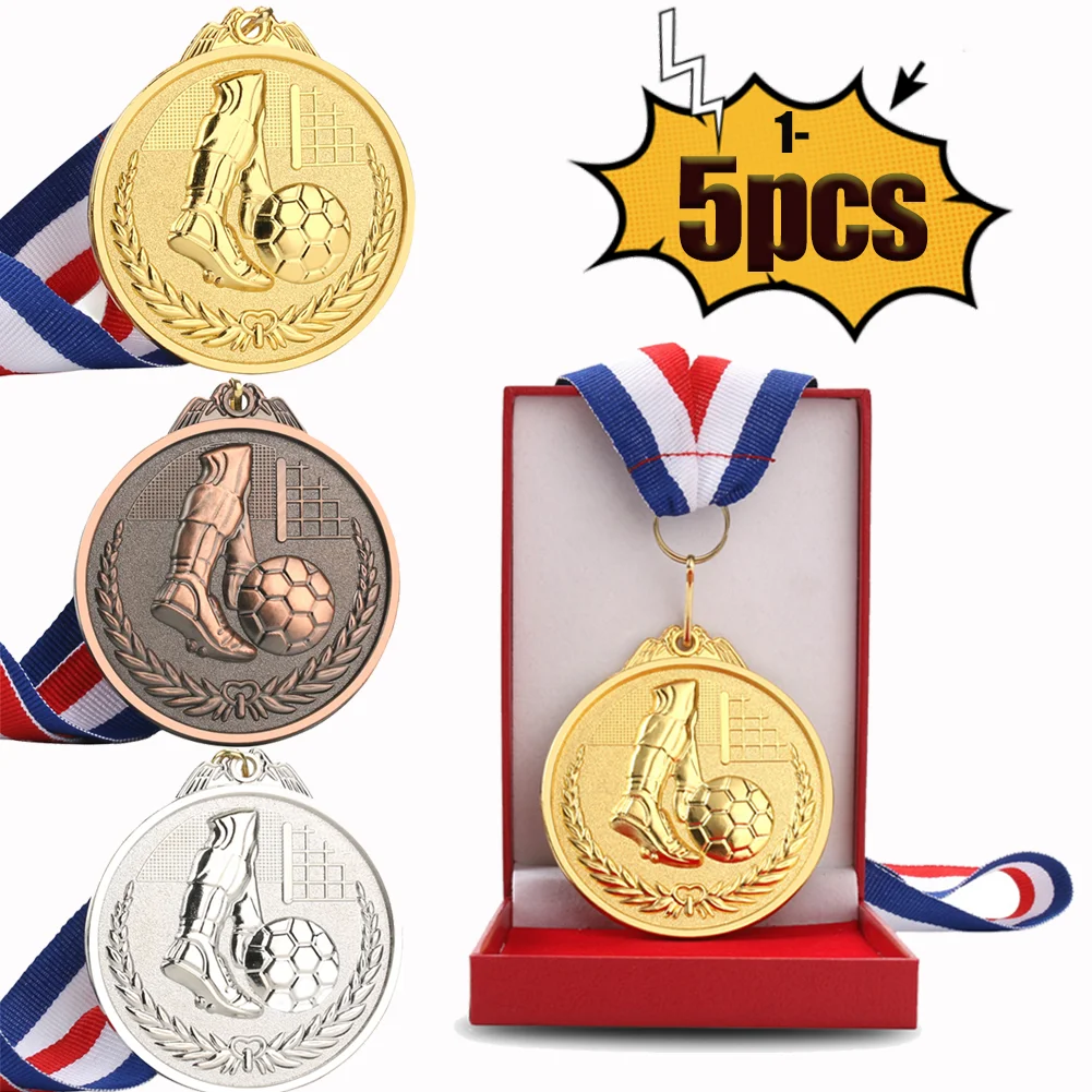 1-5pcs-Gold-Silver-Bronze-Style-Metal-Award-Medals-Football-Competition ...