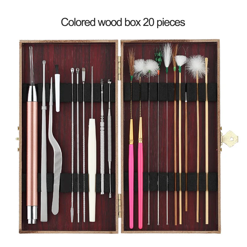 20pc Ear Pick Set Ear Canal Cleaning Massager Goose Feather Stick ...