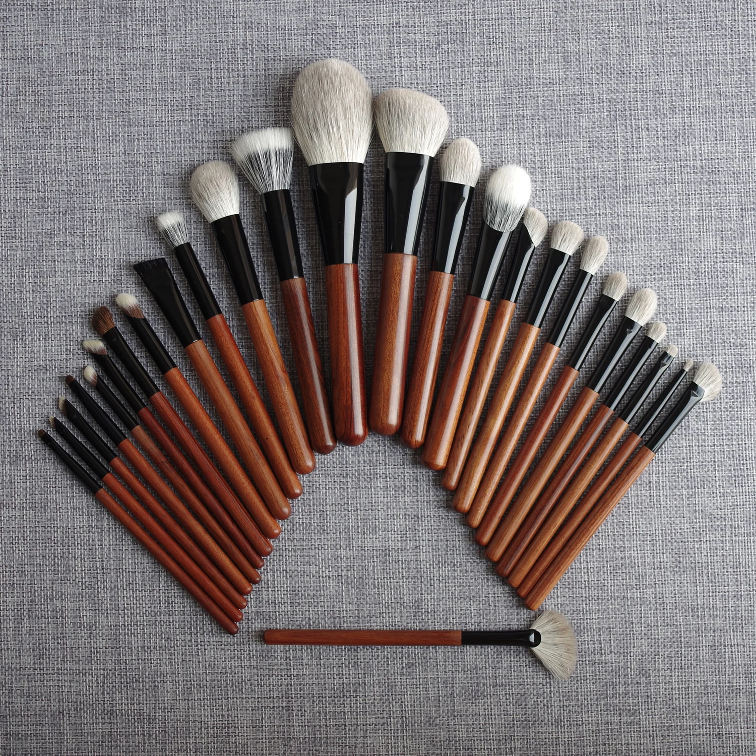 African Rosewood Handle Handmade Makeup Brushes 1pc Snow Fox Goat Hair ...