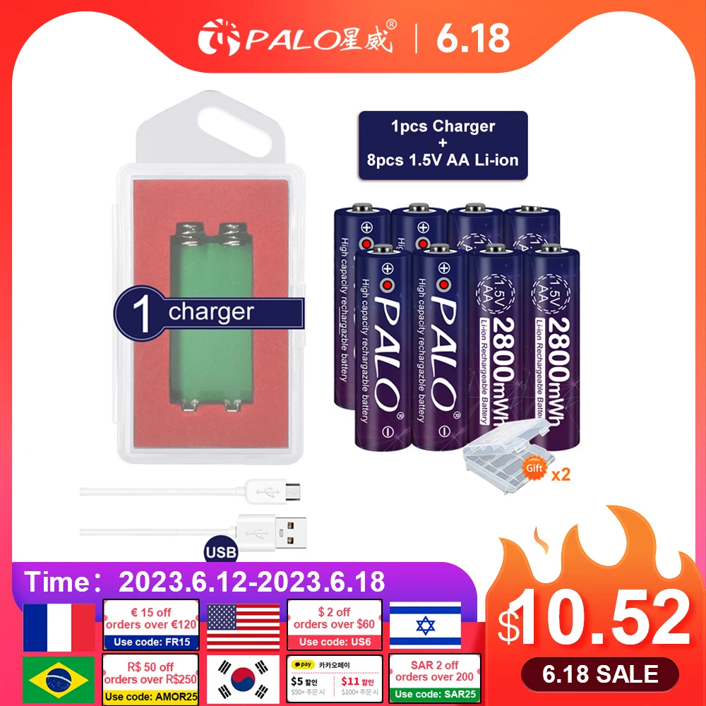 Bateria de lítio recarregável 1.5v do aa de palo 1.5v baterias do aa do li íon para brinquedos ...