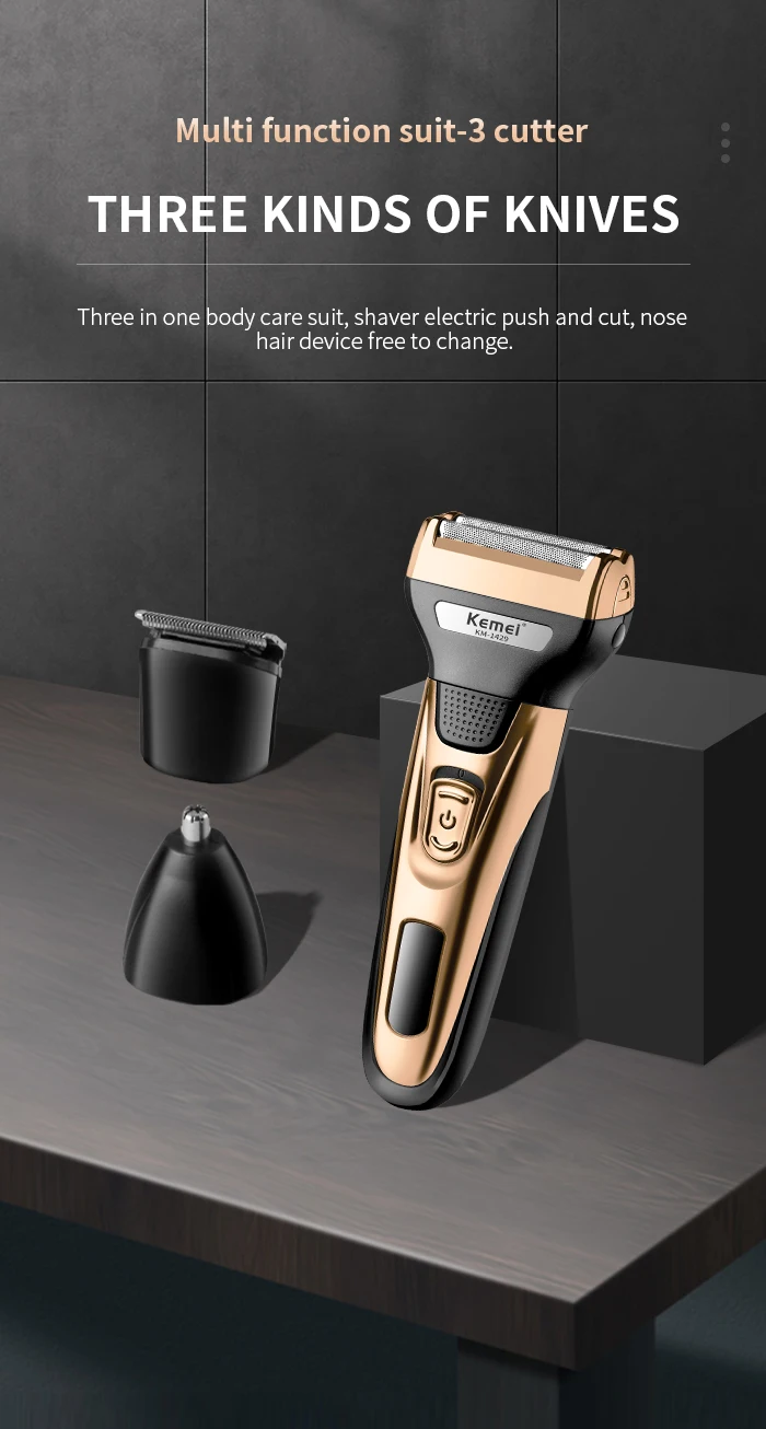 Kemei KM-1429 3 In 1 Electric Beard Shaver Professional Nose Trimmer ...