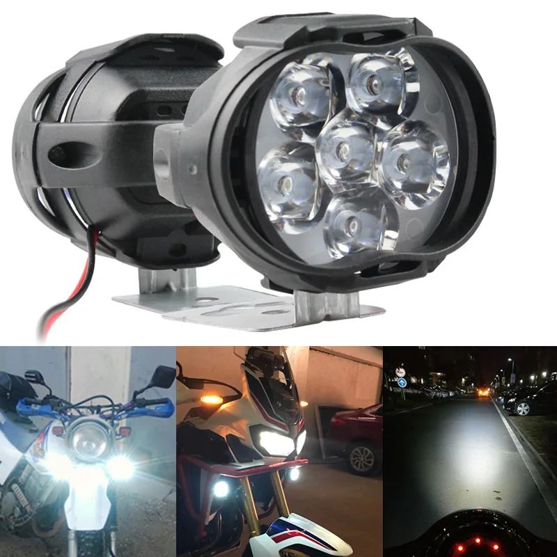 2pcs 6 LED Motorcycle Headlight Motorbike Fog Lamp Super Bright Fog ...