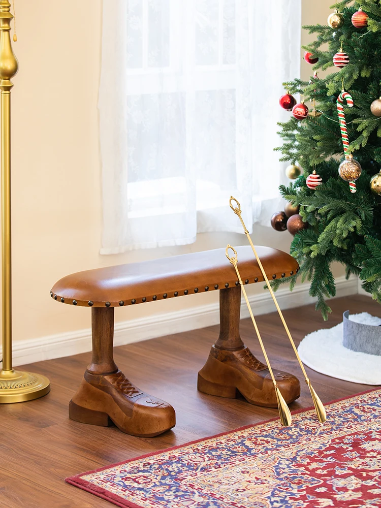 Retro-Solid-Wood-Shoe-Changing-Stool-Home-Furniture-Living-Room ...