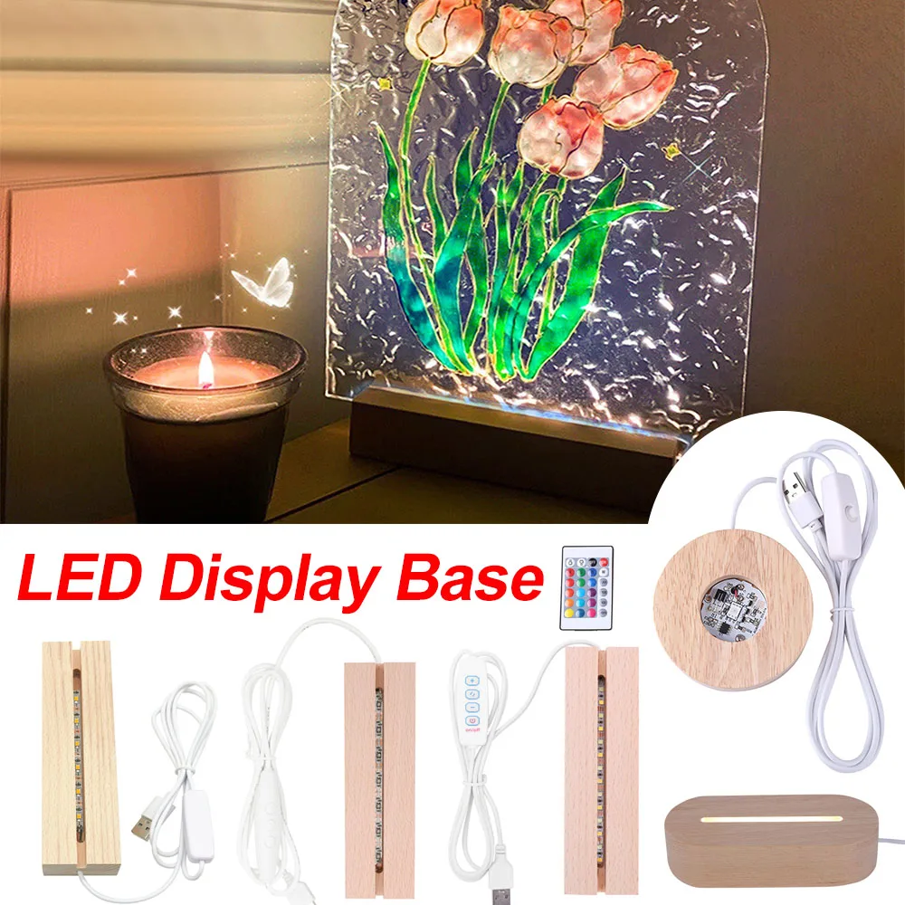 LED-Acrylic-Light-Plate-Wood-Display-Base-Rectangle-Crystal-Lighted ...