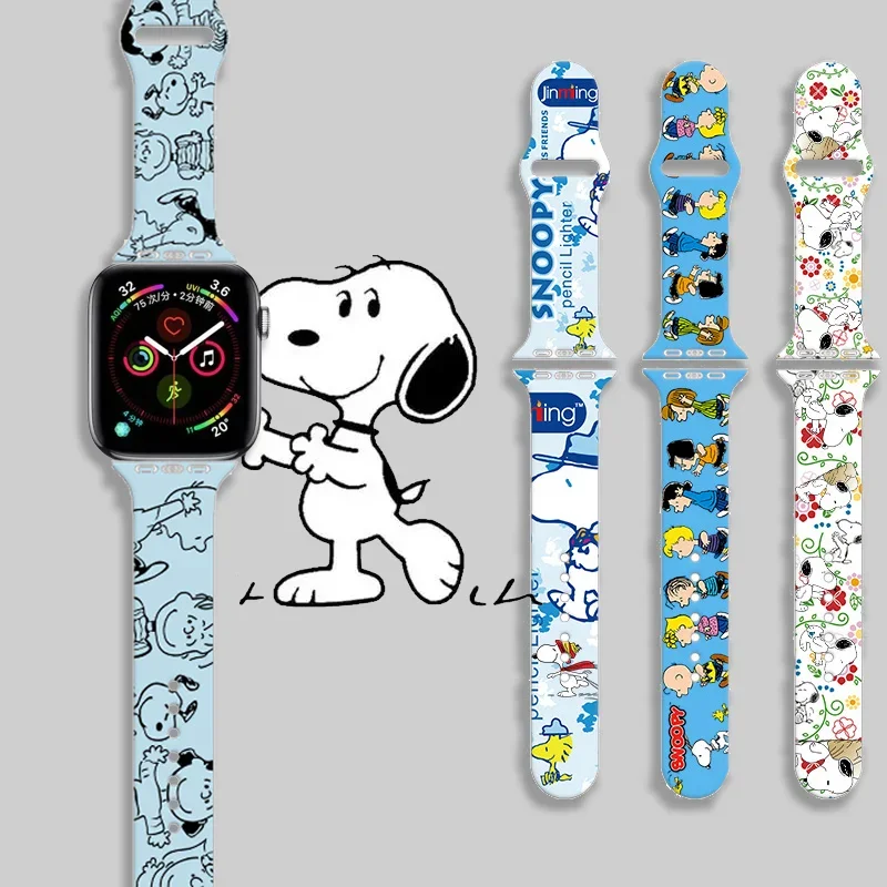 Snoopy Silicone Strap For Apple Watch Band 44mm 40mm 45mm 41mm 49mm ...