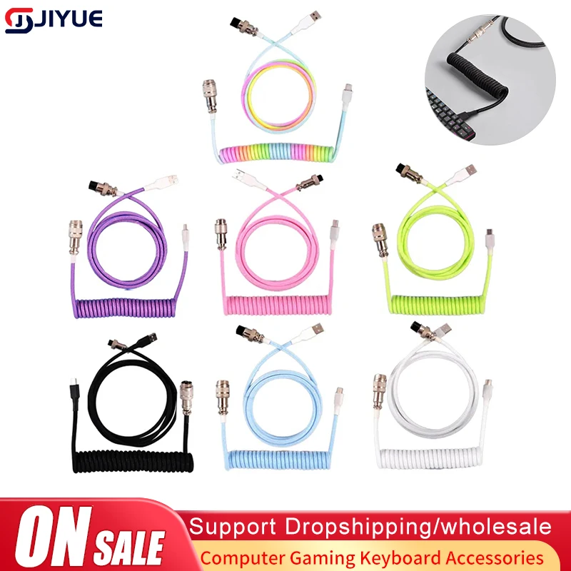 Type-C-Mechanical-Keyboard-Coiled-Cable-USB-Keyboard-Wire-Mechanical ...