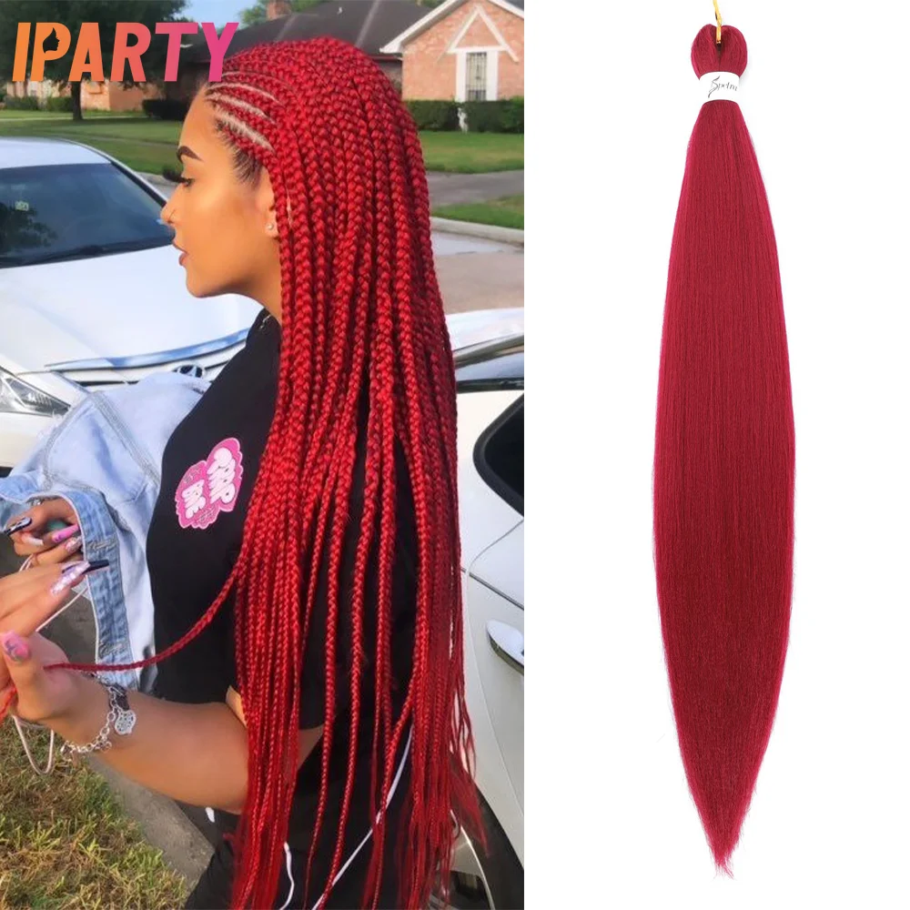 Pre Stretched Braiding Hair Red | Synthetic Hair Braid Red - Synthetic ...