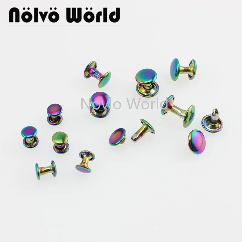 50-100sets-6mm-8mm-Rainbow-Metal-Double-Cap-Rivets-Stud-Round-Rivet-for ...