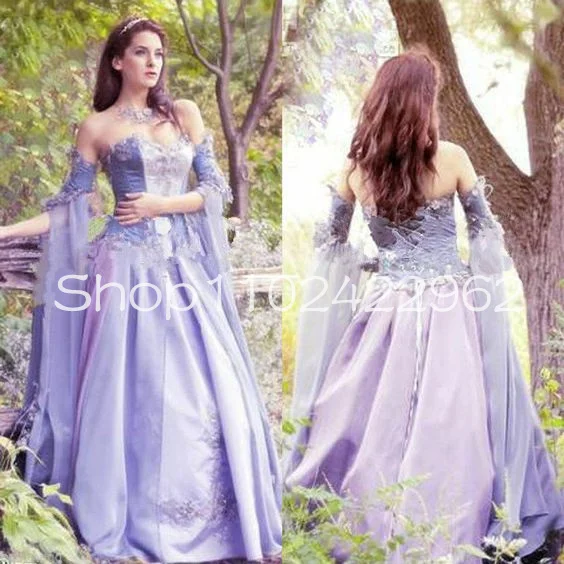 Lilac-Lavender-Medieval-Prom-Dresses-Cape-Fairy-Sleeve-Lace-Chiffon ...