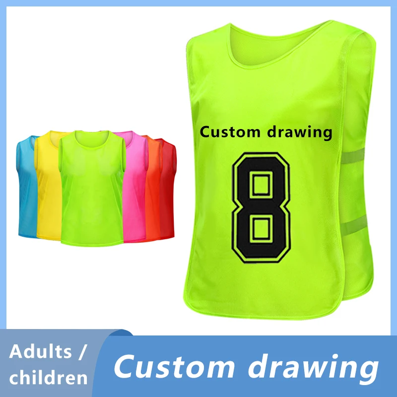 Adults Children Soccer Training Vest Football Shirts Jerseys Scrimmage ...
