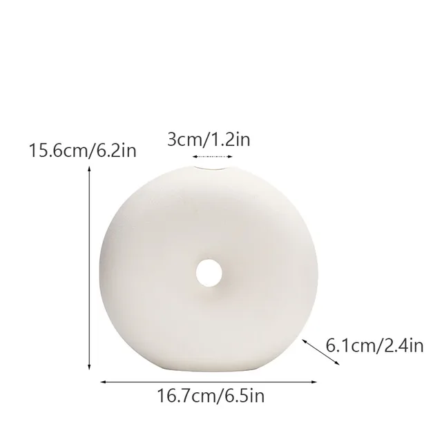 Nordic Vase Circular Hollow Ceramic Donuts Flower Pot Home Living Room ...