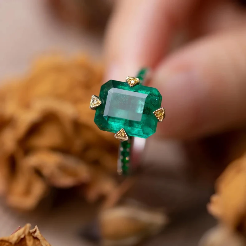 fresh jungle style Vintage green gemstone rings for women diamond ...