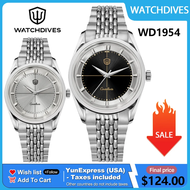 Watchdives WD1954 Arctic Classic 36mm Watch VH31Sweep Second Movement ...