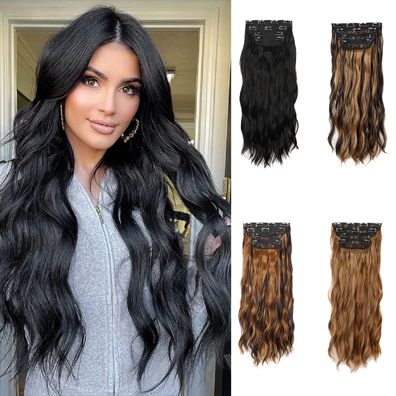 20inch-Wavy-Clip-in-Hair-Extensions-4-Pcs-Set-11-Clips-Long-Wavy ...