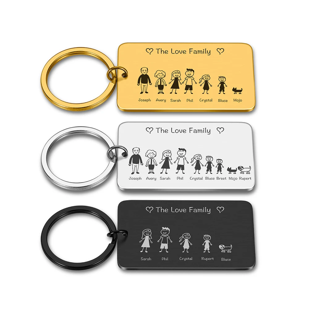 New-Love-Cute-Keychain-Engraved-The-love-Family-for-Parents-Children ...