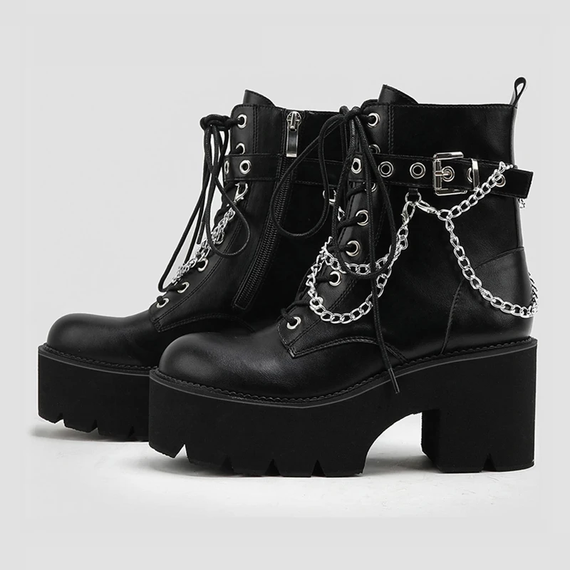 Botas-de-estilo-Punk-para-mujer-Botines-de-plataforma-con-punta-redonda ...