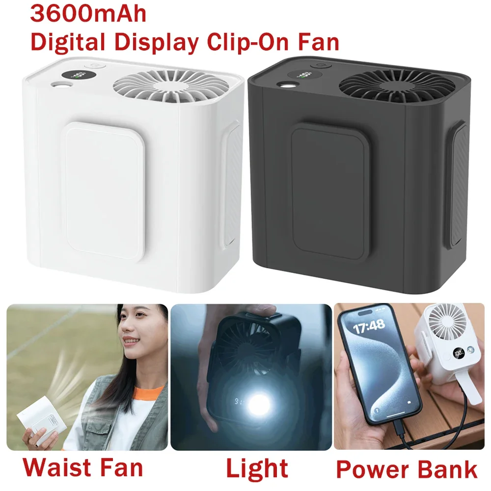 Portable-3600mAh-Wearable-Personal-Fan-Mini-Waist-Fan-4-Speed-USB ...