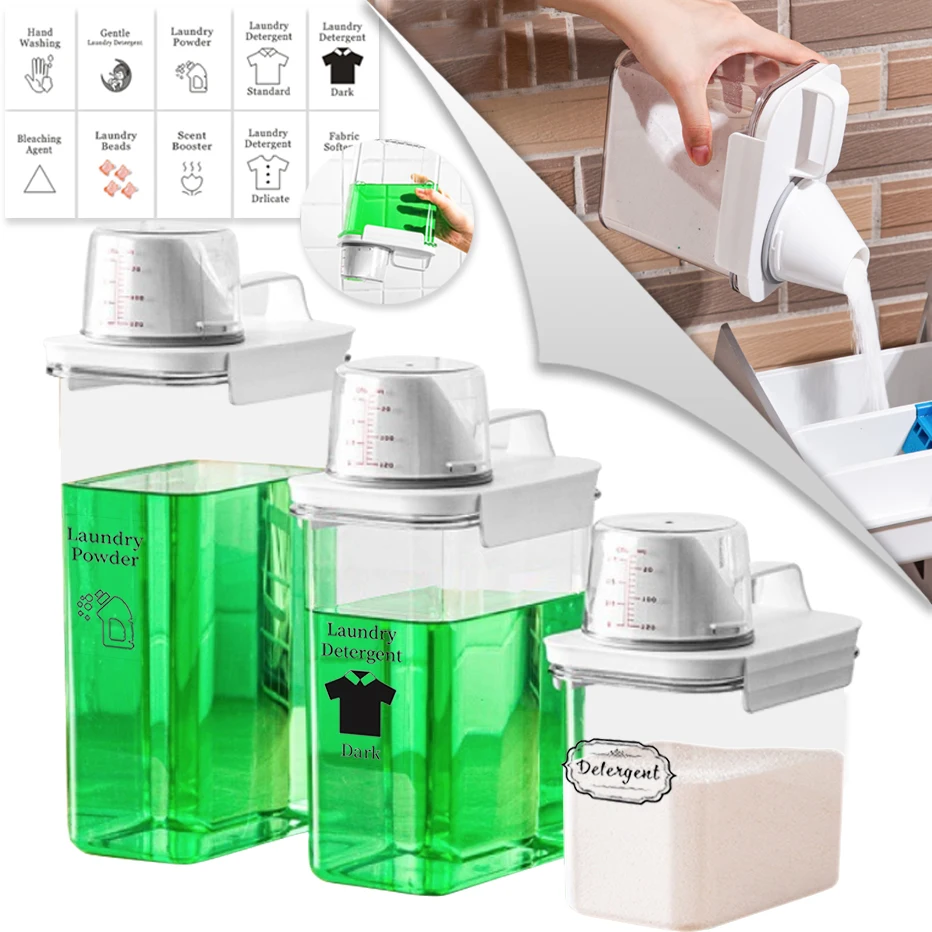 Laundry-Detergent-Powder-Storage-Box-Airtight-Clear-Washing-Powder ...