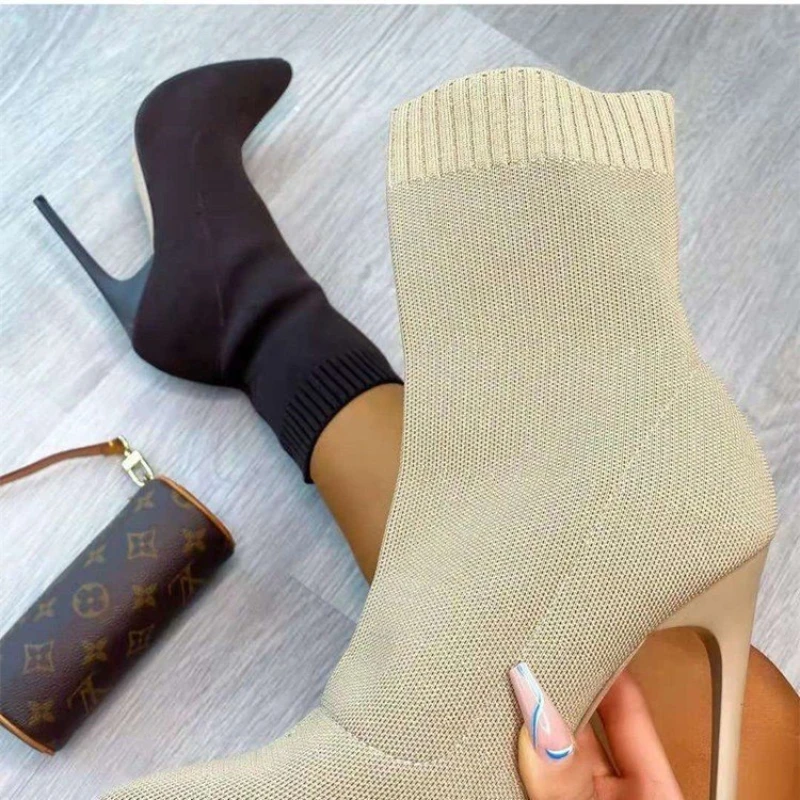 Luxury-Women-Sock-Boots-Stretch-Fabric-Ankle-Boot-Exotic-Dancer-High ...