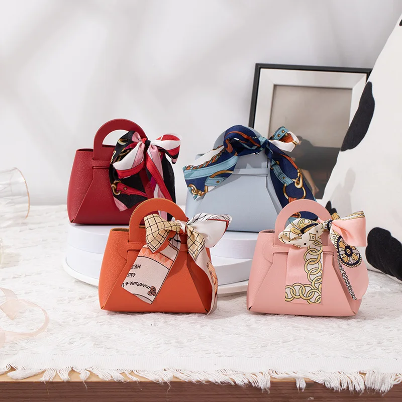 5/10 PCS Small Leather Gift Box New Creative Handbag Shape Ribbon Bow ...