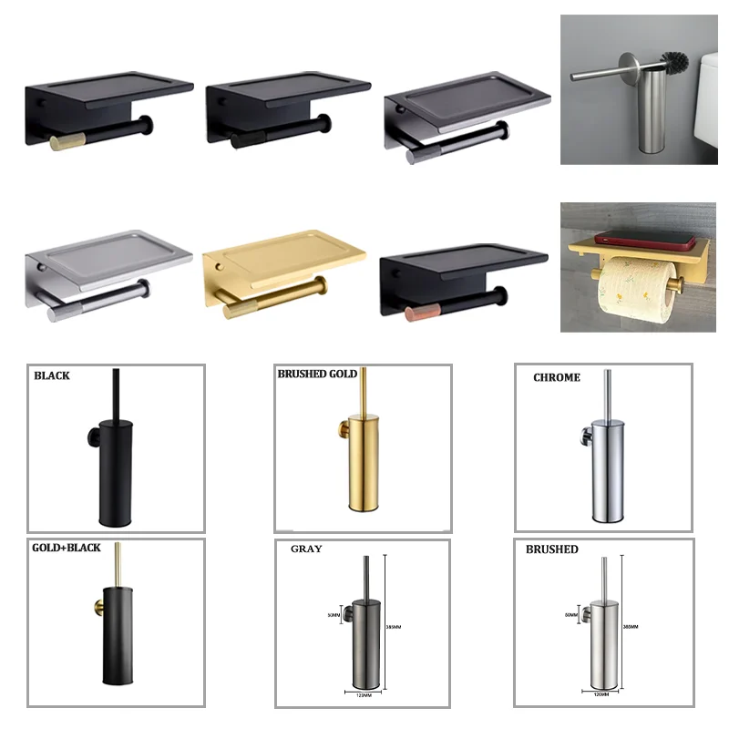 Stainless Steel Wall-Mounted Toilet Brush Holder Double Bracket Mobile ...