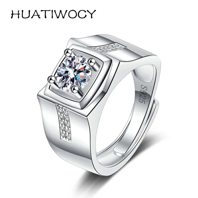 Fashion Men Ring 925 Silver Jewelry with Cubic Zirconia Gemstone Open ...