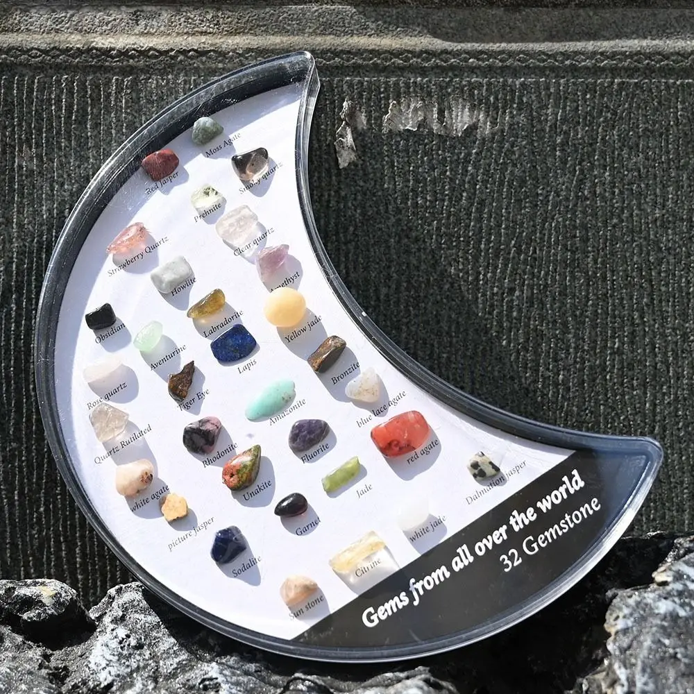 32PCS-Crystal-Rock-Moon-Shape-Box-Collection-Natural-Crystal-Stones ...