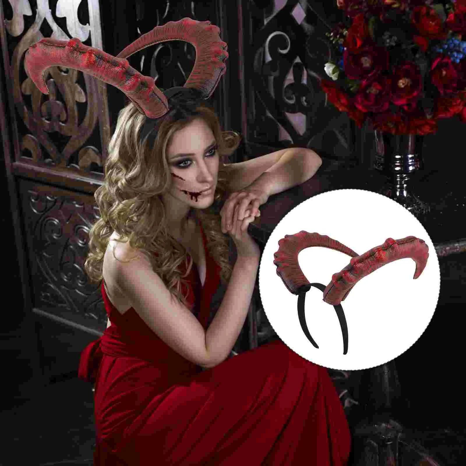 Horn-Headpiece-Women-Horn-Headdress-Headwear-Halloween-Carnival-Cosplay ...