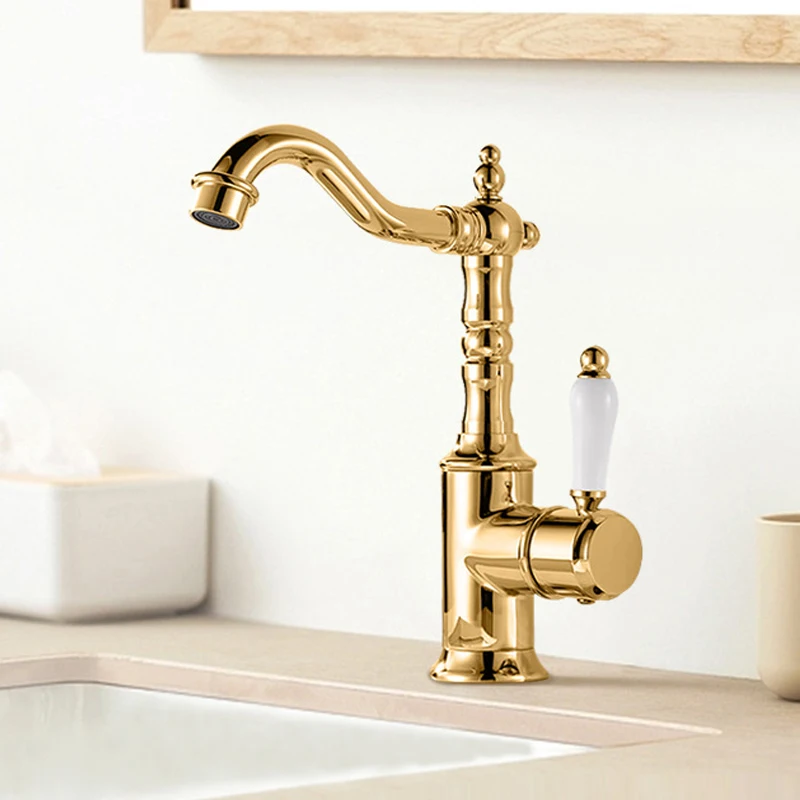 Chrome Antique Brass Basin Faucet Single Handle Mixer Tap 360 Rotation ...