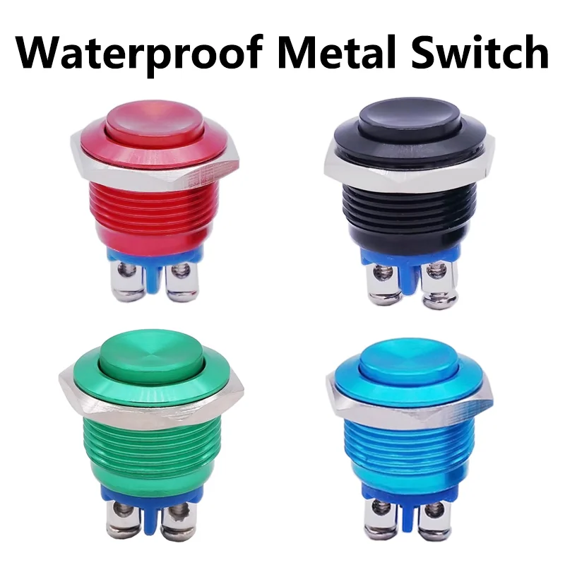 5-20PCS-16mm-Momentary-PC-High-Cover-Switch-Metal-Waterproof-Push ...