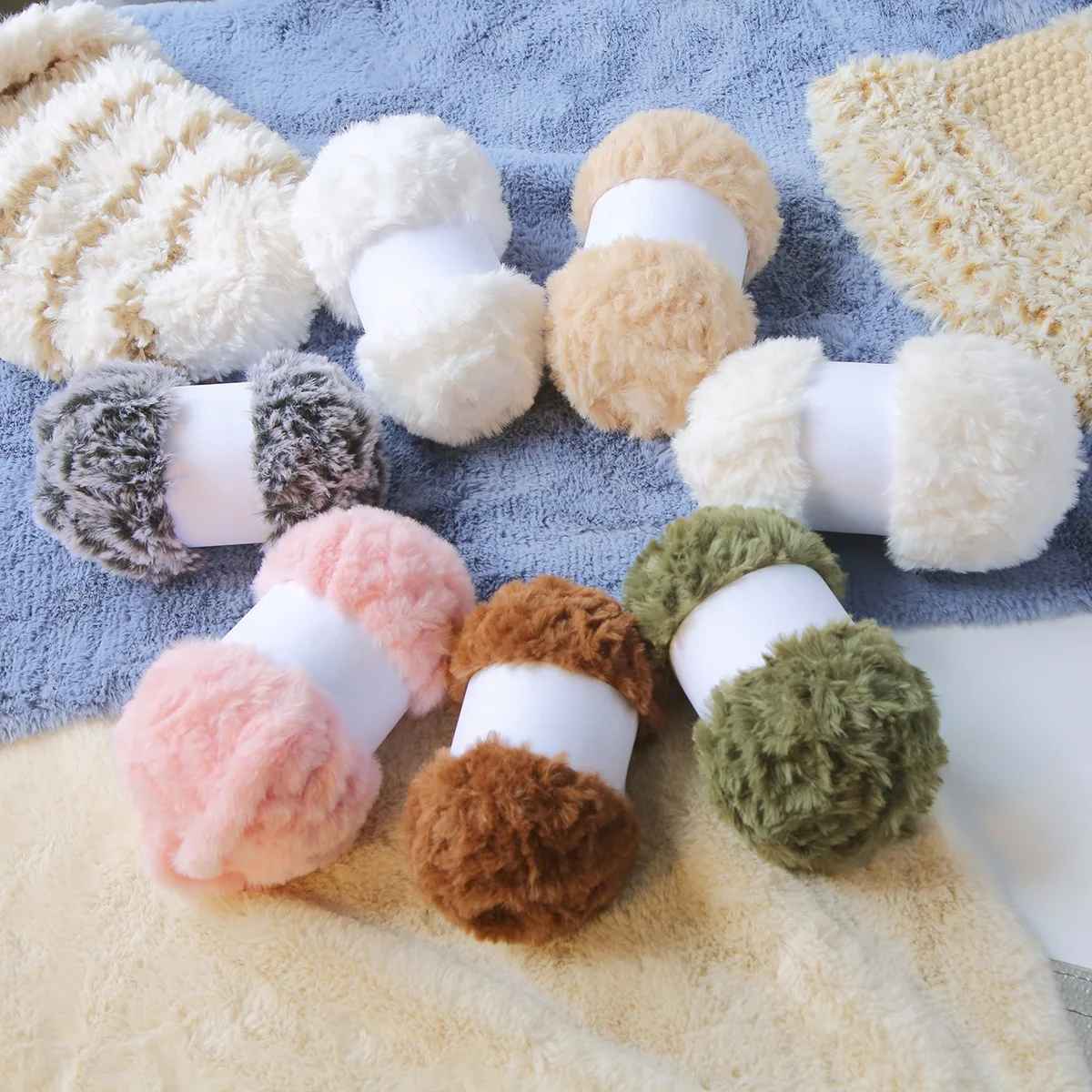 100% polyester100g wool fur yarn rabbit fur thread fur velvet mink-like ...