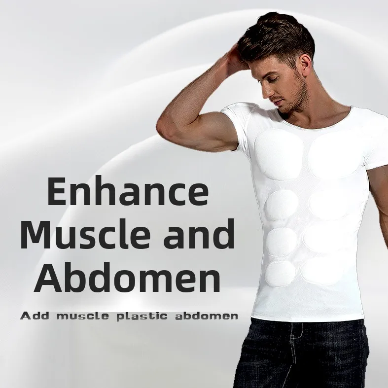 Men's Invisible Muscle Shirt Shoulder Pads T-Shirt Tight Shirt Fake ...
