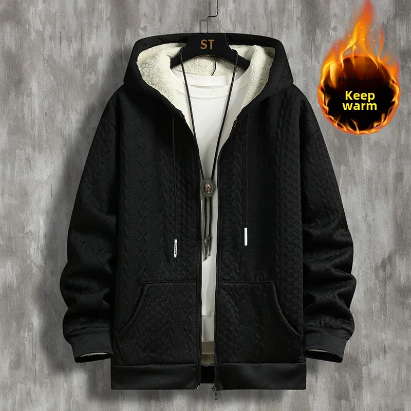 Moletom-com-capuz-Jacquard-Fox-Fleece-sem-bordas-Top-com-z-per ...