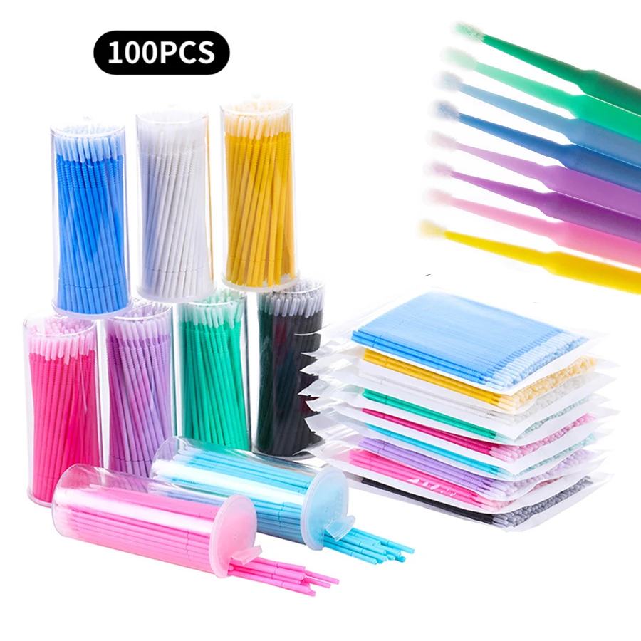 100Pcs-Eyelash-Extension-Cleaning-Brushes-With-Case-Plastic-Lash-Glue ...
