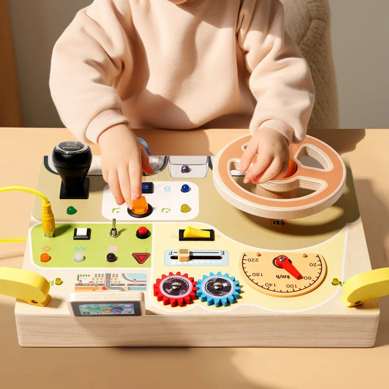 New-Kids-Early-Education-Wooden-LED-Light-Busy-Board-Socket-Switch ...