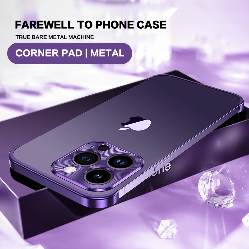 2023-New-Metal-Corner-Pad-Phone-Case-For-Iphone-14-13-12-Pro-Max-Plus ...