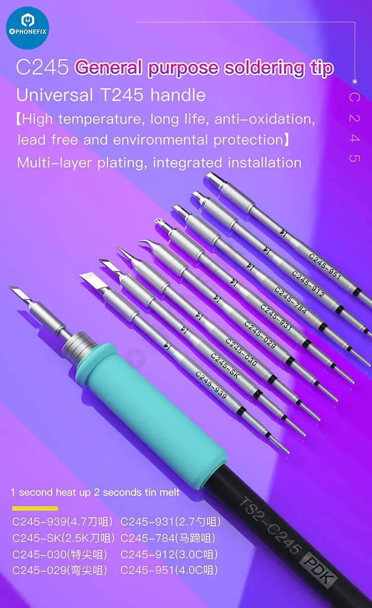 Fer-poste a souder,Pointe de fer à souder universelle JBC C245, pour poignée de buse de soudage ...