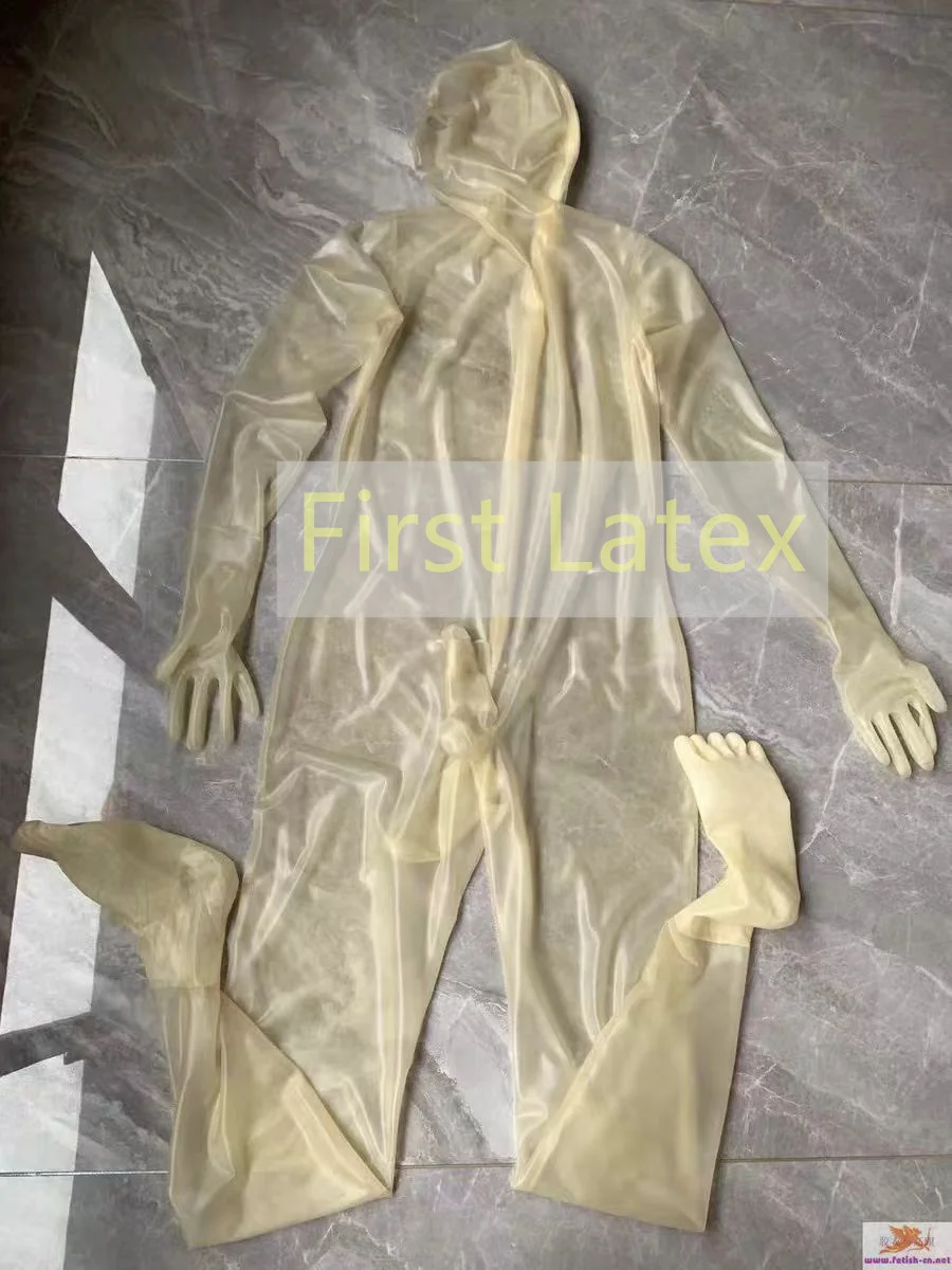 Handmade Natural Latex Fetish Catsuit Sexy Zentai Bodysuit Men Full ...