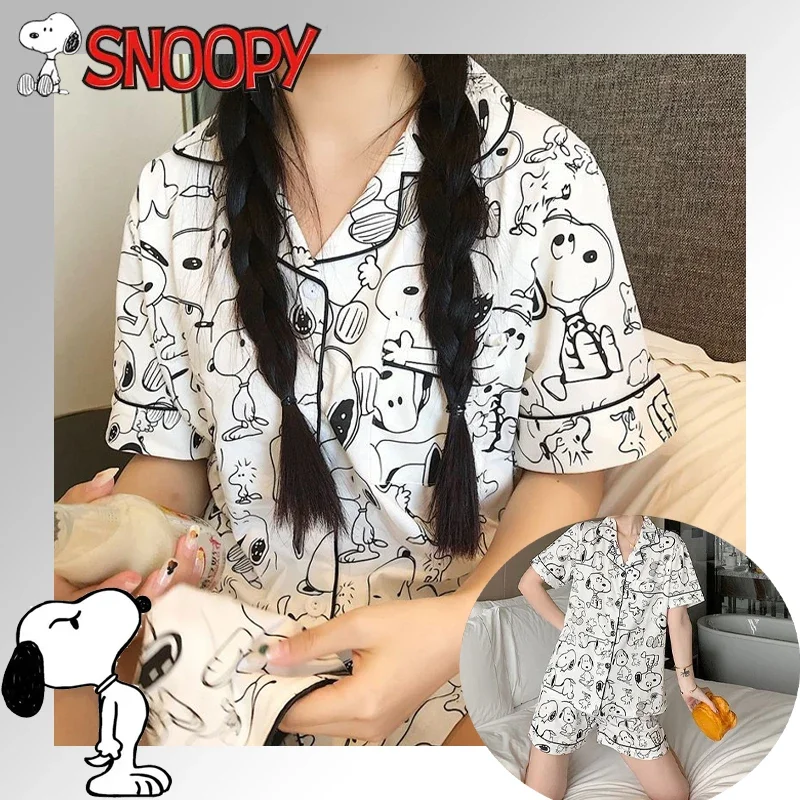 Snoopy-Pajamas-Women-Short-sleeved-Shorts-Summer-Cartoon-Girl-Kawaii ...