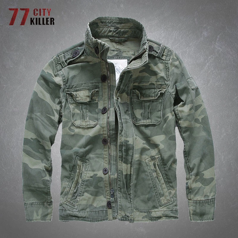 Men's Camouflage Military Denim Jackets New Casual Cotton Comfortable ...