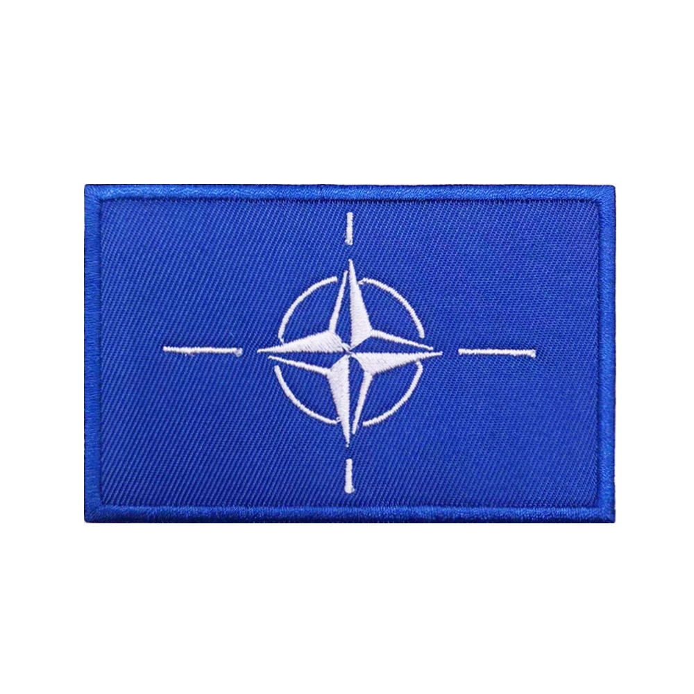 1PC NATO Flag Embroidery Hook and Loop Patches Clothes Badge Armband ...