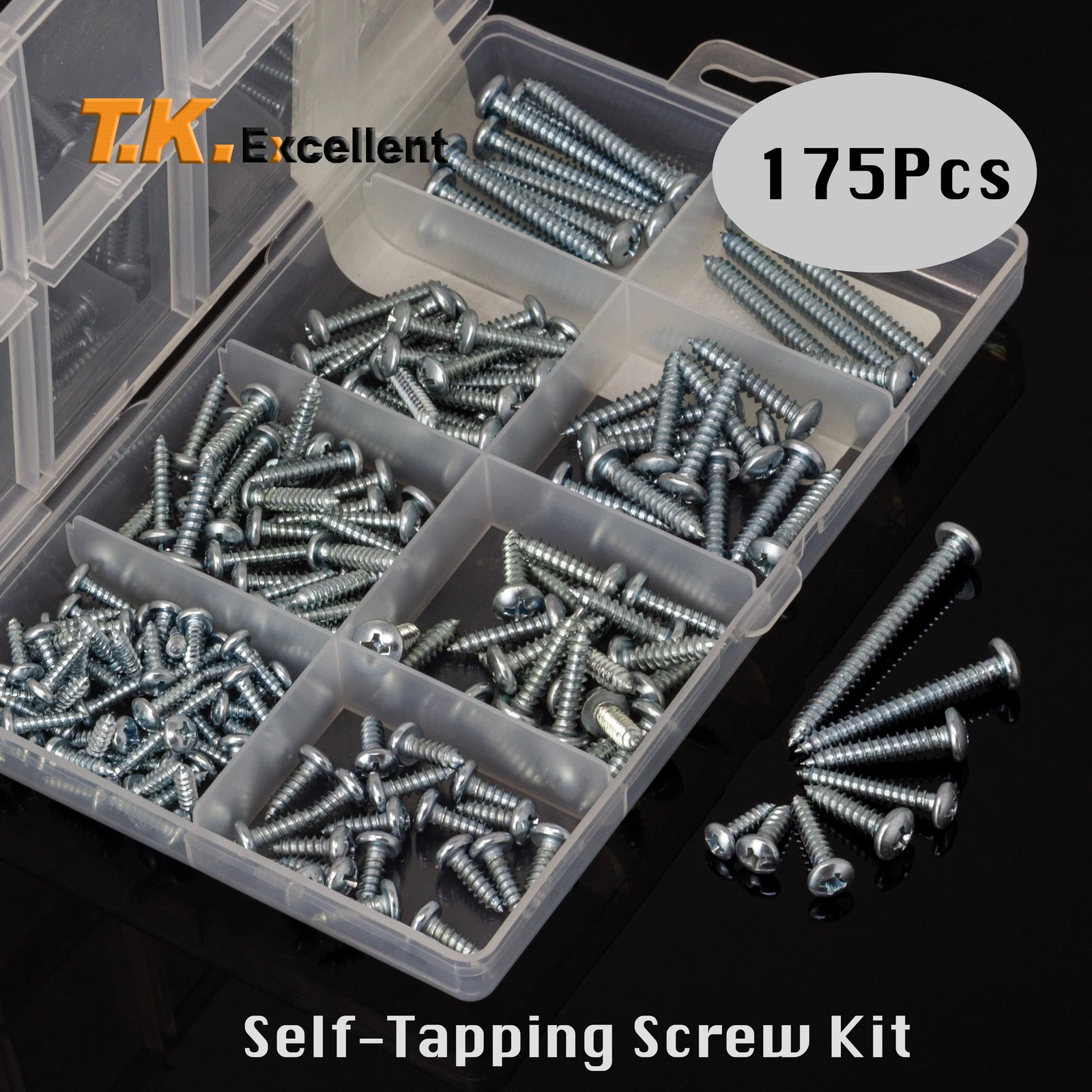 175Pcs-Self-Tapping-Wood-Screws-Pan-Head-Phillips-Sheet-Metal-Screws ...