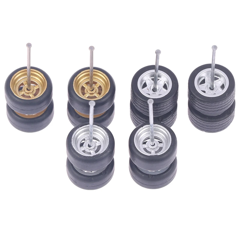 1Set 1/64 Wheels Model Car Wheels For Hotwheels With Rubber Tire Model ...