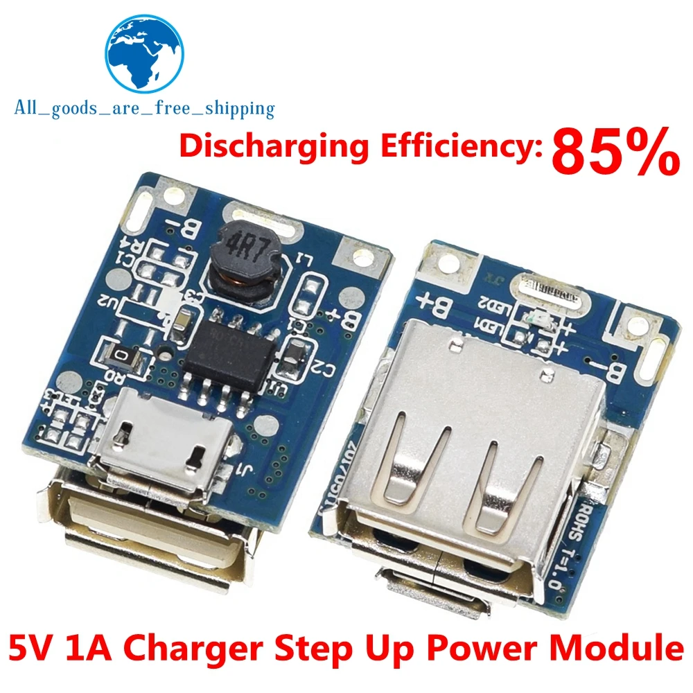 5PCS 5V Boost Converter Step-Up Power Module Lithium Battery Charging Protection Board LED ...
