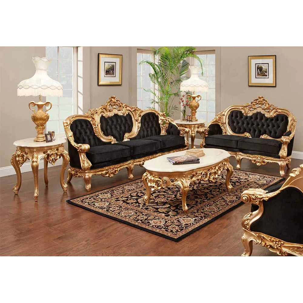 Classic-Antique-Living-Room-Furniture-French-Style-Golden-Wooden-Sofa ...